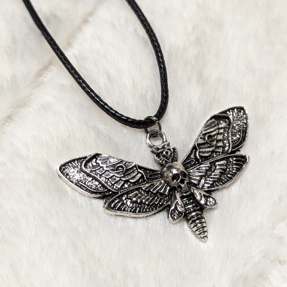 Handmade | Jewelry | Silver Death Moth Charm On A Rope Necklace | Poshmark